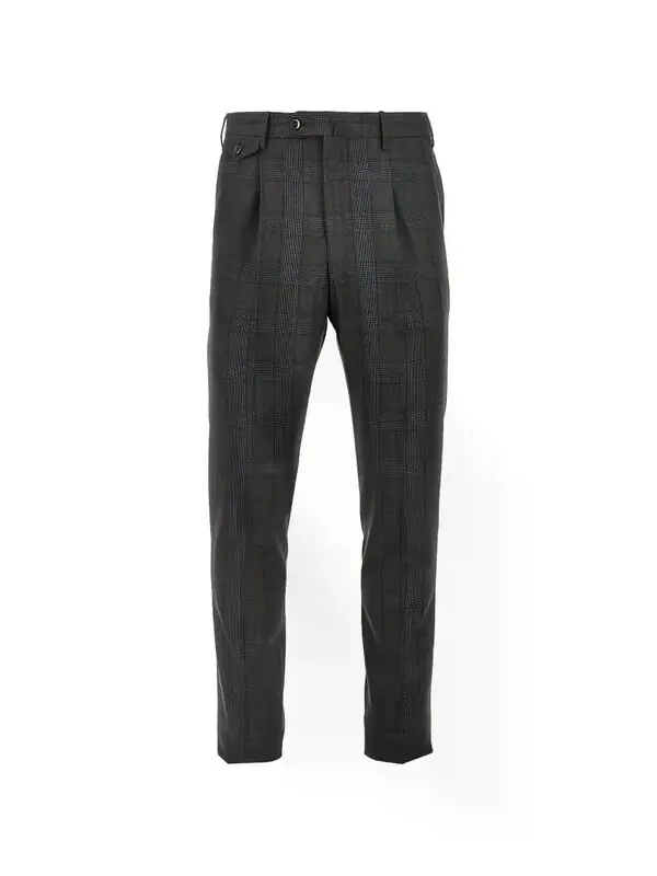 PT TORINO Check-pattern Pleated Trousers - Grey