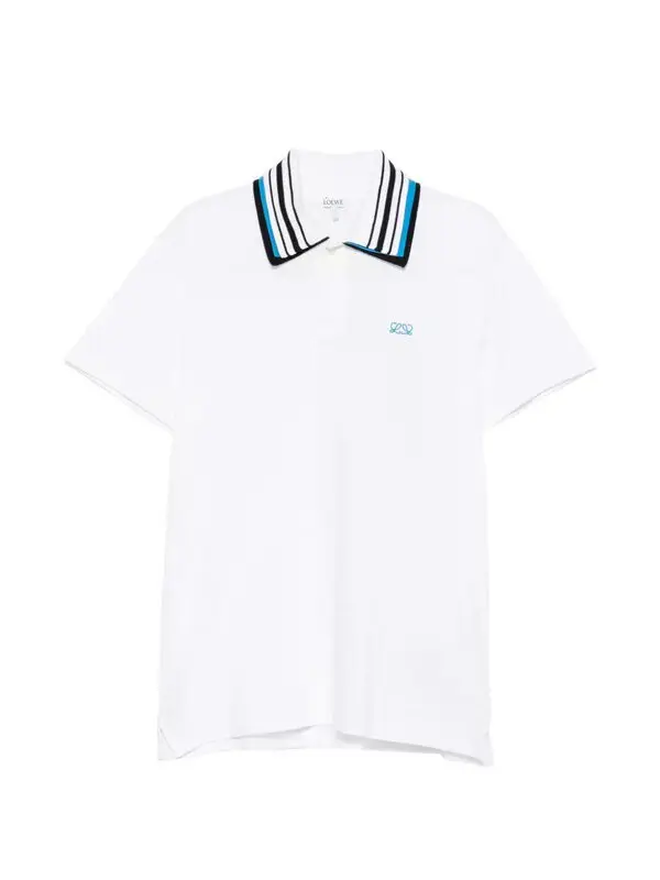 Loewe Anagram-embroidered Striped-collar Polo Shirt