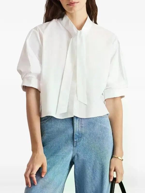 Tanya Taylor Anna Pussy-bow Short-sleeve Top