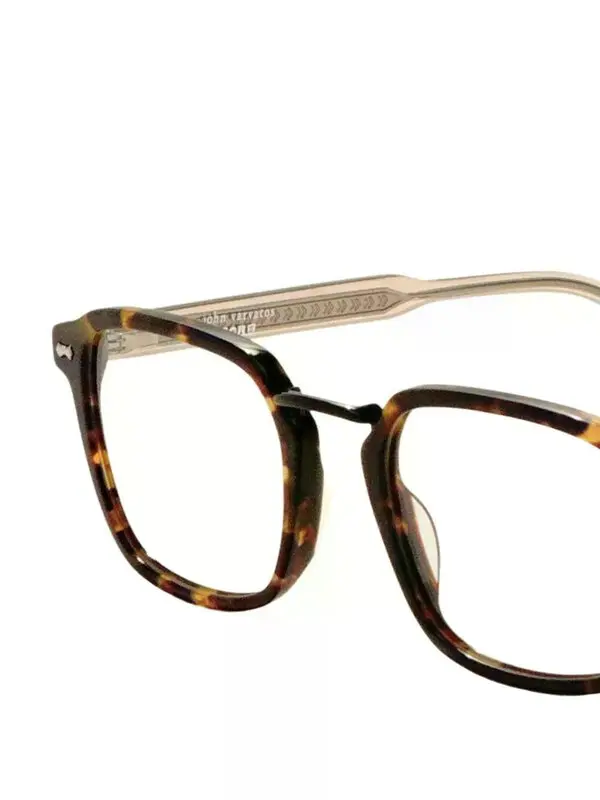 John Varvatos Tortoiseshell Effect Square Frame Eyeglasses - Brown