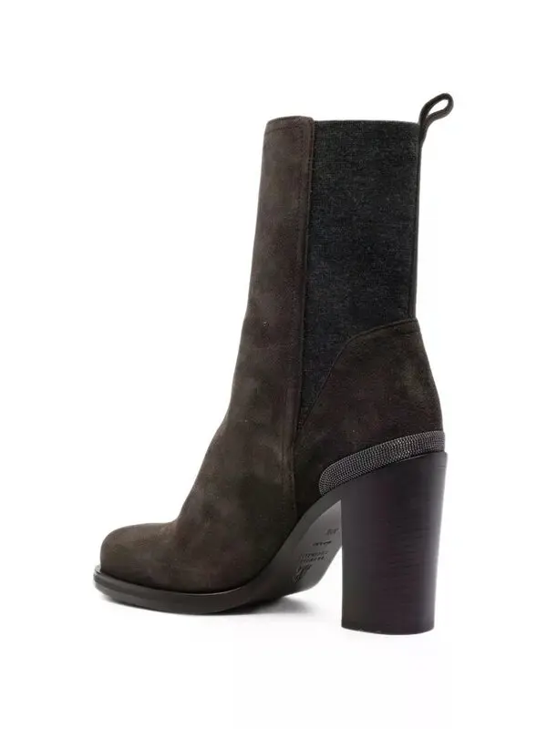 Brunello Cucinelli Monili-trim Suede Ankle Boots
