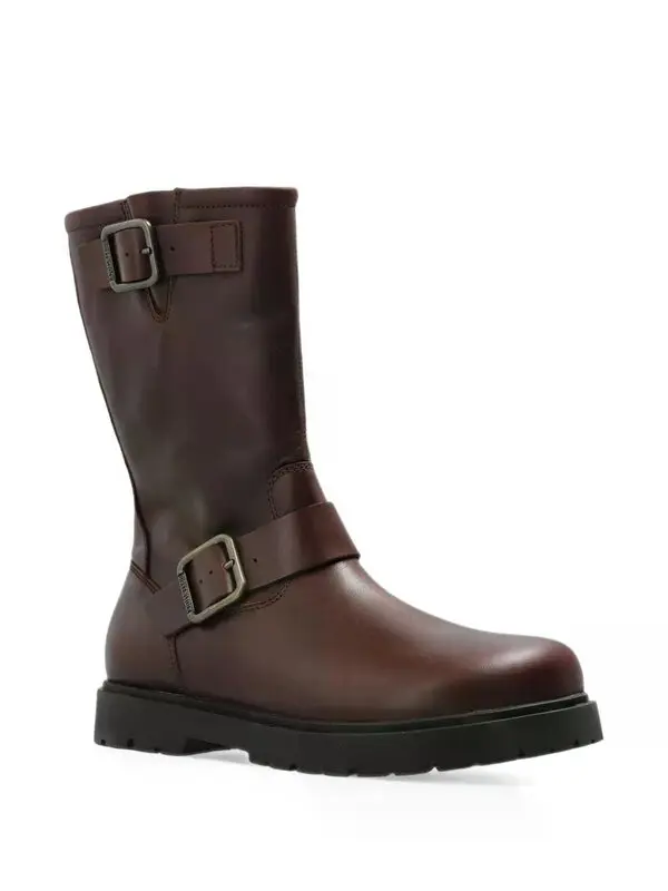 BIRKENSTOCK Mid Calf Buckle Leather Boots - Brown