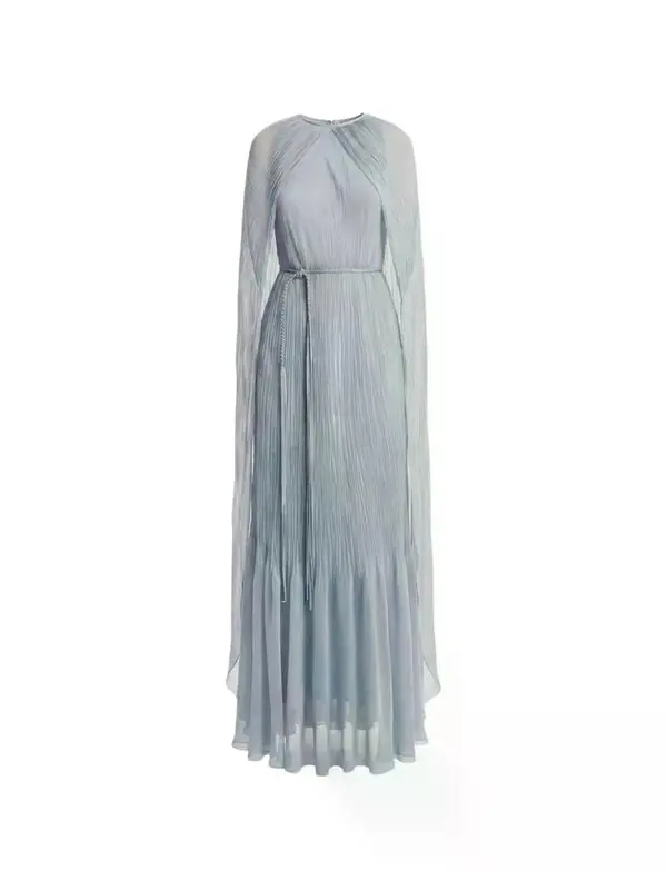 IRINA SCHROTTER Maribel Plissé-effect Belted Maxi Dress