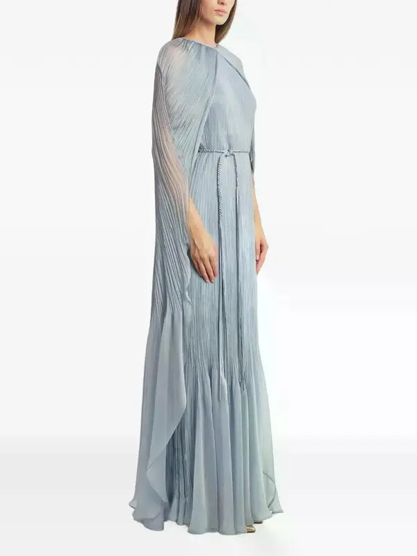 IRINA SCHROTTER Maribel Plissé-effect Belted Maxi Dress