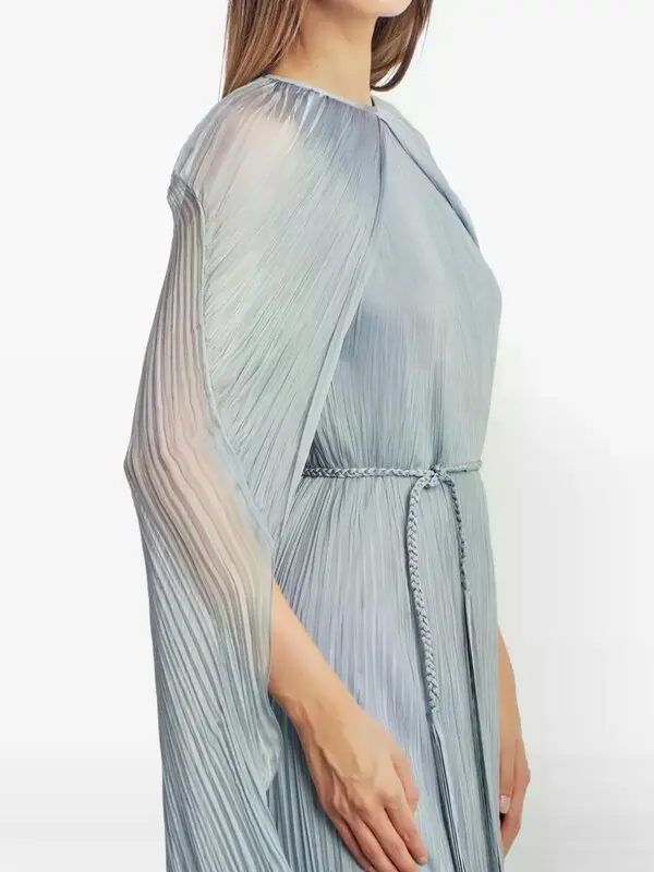 IRINA SCHROTTER Maribel Plissé-effect Belted Maxi Dress