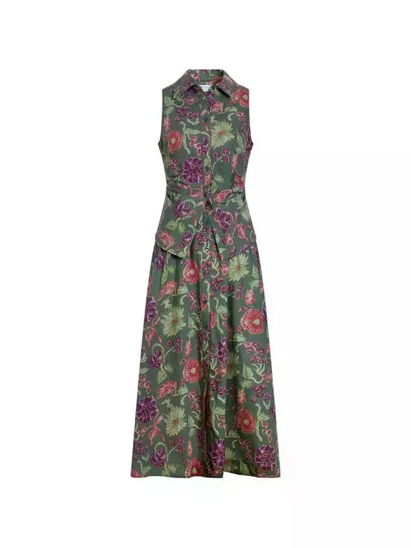 Tanya Taylor Hannah Floral-print Sleeveless Midi Dress - Green