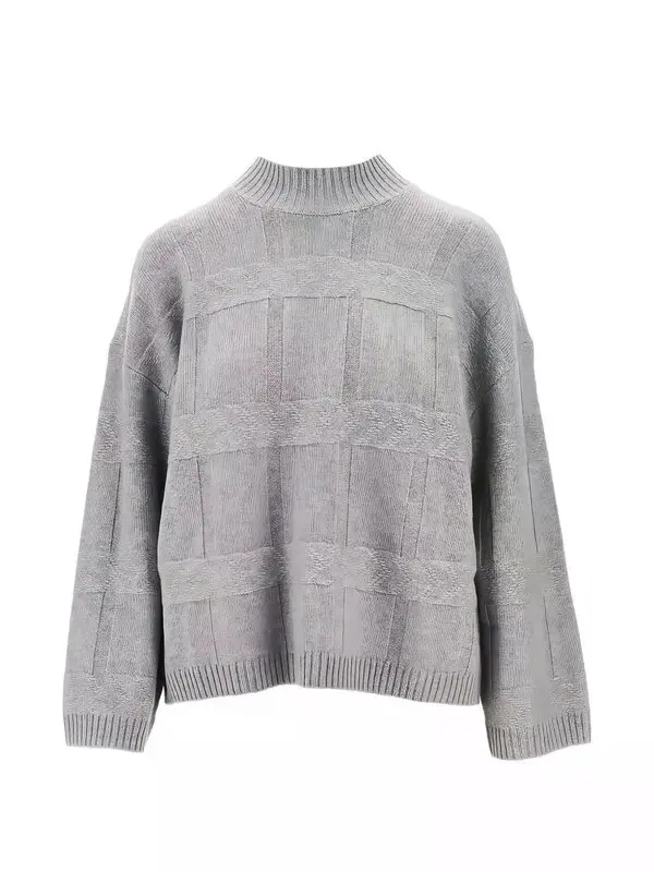 Emporio Armani Grid-pattern Mock-neck Sweater