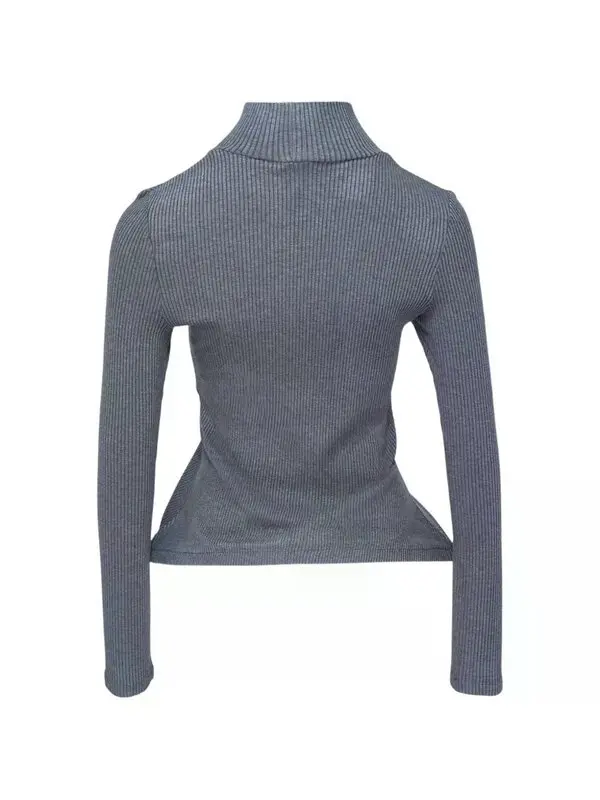 MELITTA BAUMEISTER Ribbed Peplum Hem High Neck Top
