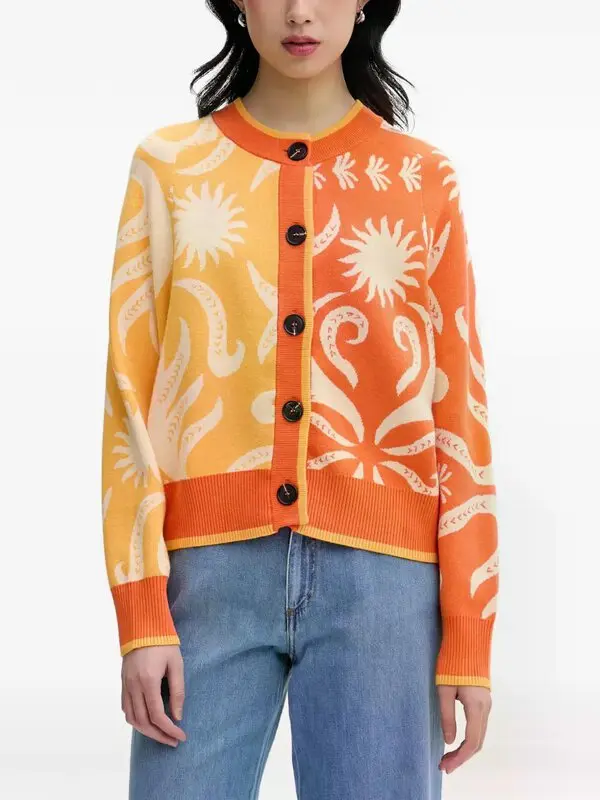 NEVER FULLY DRESSED Sun-intarsia Button-up Cardigan
