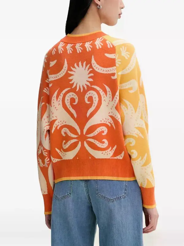 NEVER FULLY DRESSED Sun-intarsia Button-up Cardigan