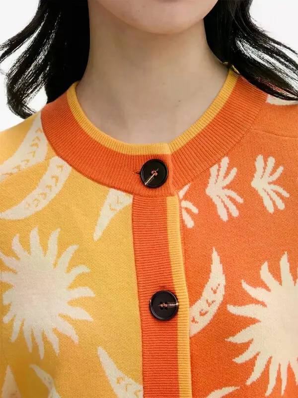 NEVER FULLY DRESSED Sun-intarsia Button-up Cardigan