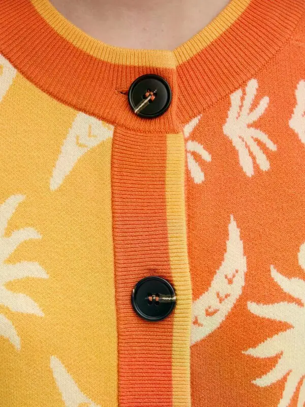 NEVER FULLY DRESSED Sun-intarsia Button-up Cardigan