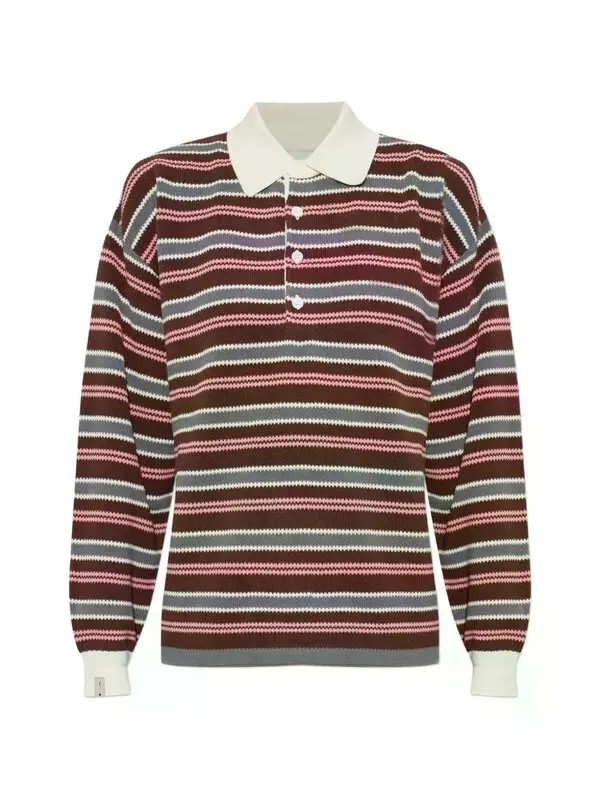 The Upside Wonder Striped Long-sleeve Polo Shirt - Brown