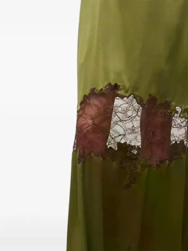 Staud Delfina Lace-trim Silk Dress - Green
