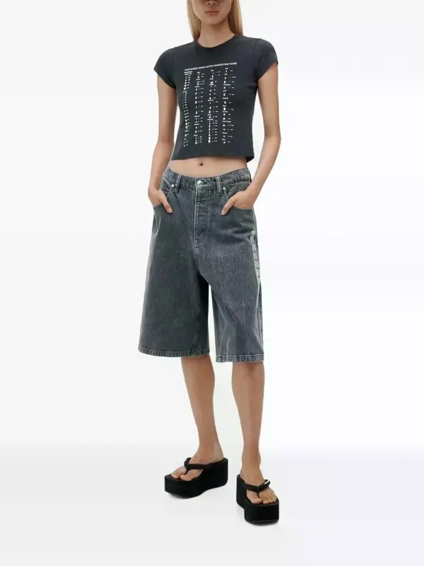 Alexander Wang Fitted Cropped T-shirt With Hotfix Graphic