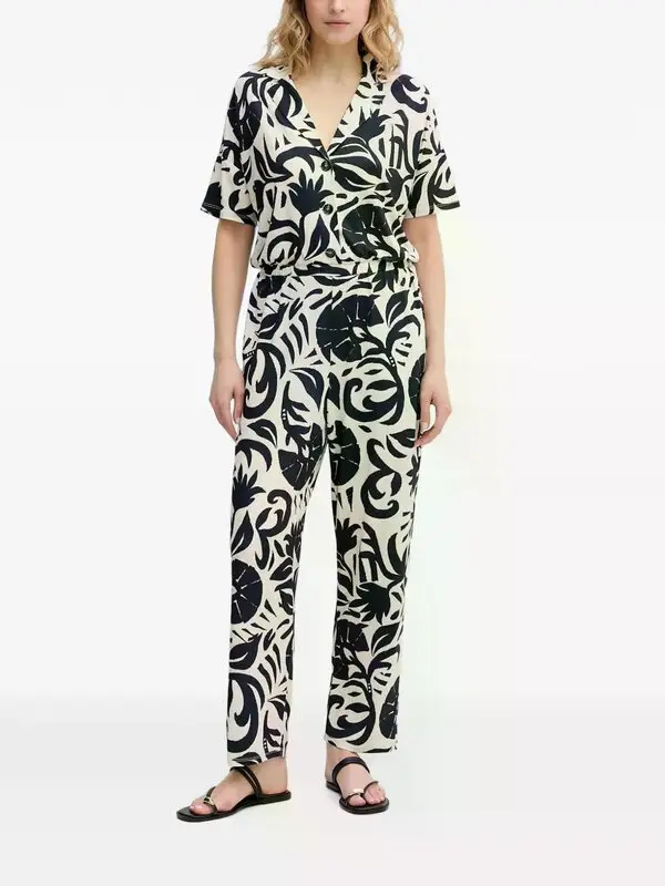 OUI Leaf Print Jumpsuit - White