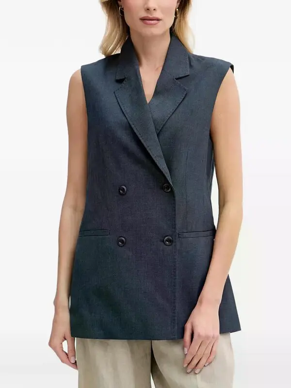 MOS MOSH Mmphiline Roy Double-breasted Sleeveless Blazer - Blue