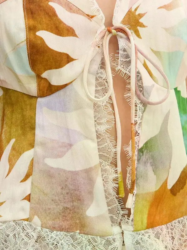 NEVER FULLY DRESSED Lace-trim Floral-print Top