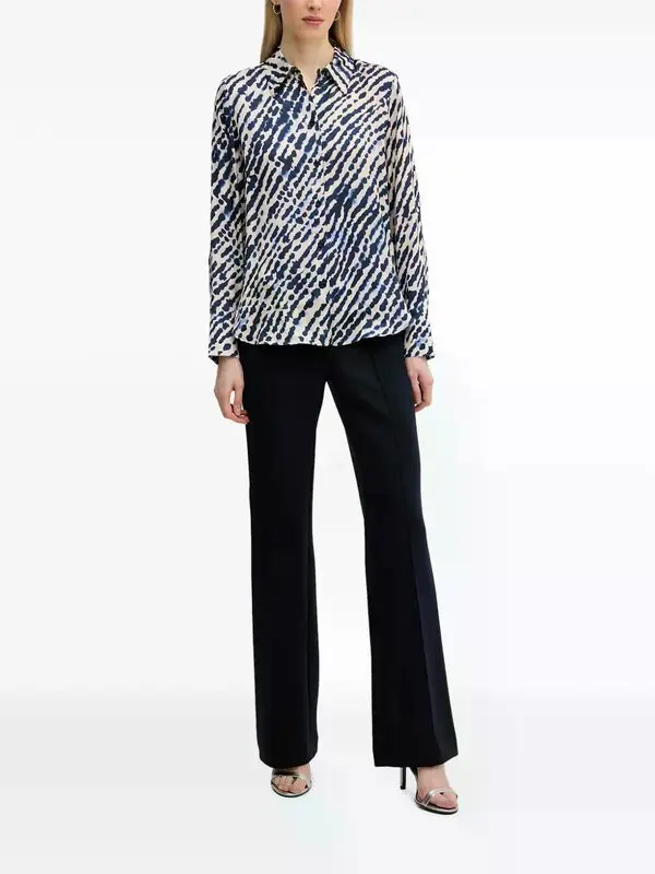 OUI Pressed-crease Flared-leg Trousers