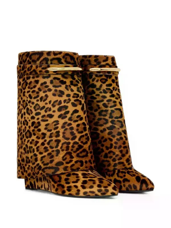 Givenchy Shark Pinch Leopard-print Ankle Boots - Brown