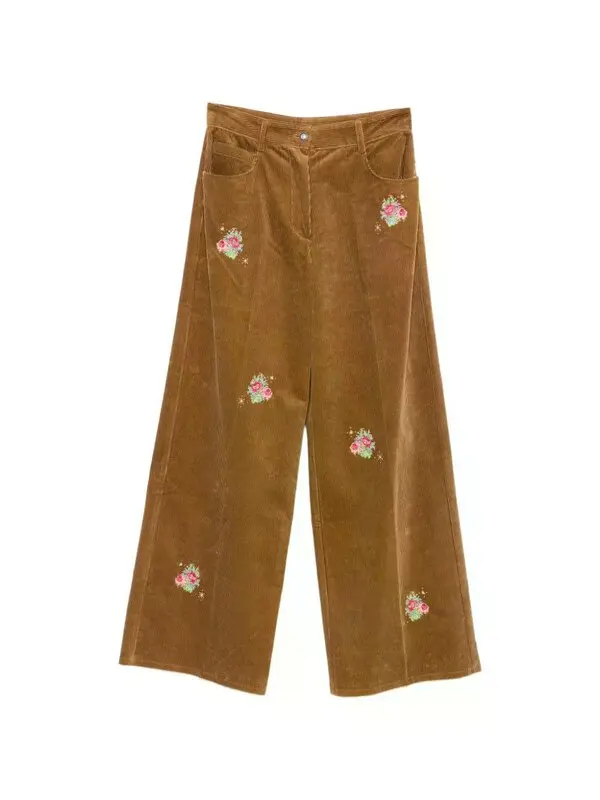 FORTE_FORTE Floral Embroidered Corduroy Trousers