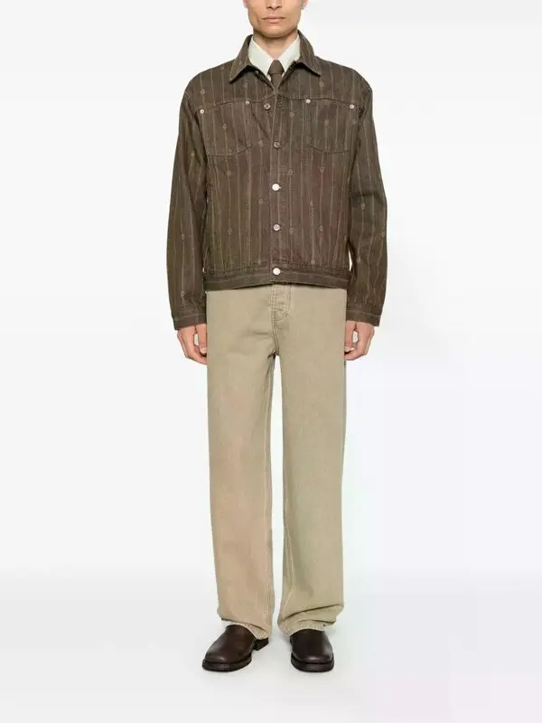 Drole De Monsieur Logo-monogram Denim Jacket - Brown