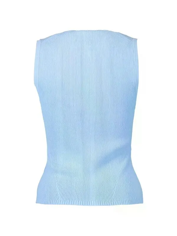 Veronica Beard Sid Ribbed Knit Tank Top - Blue