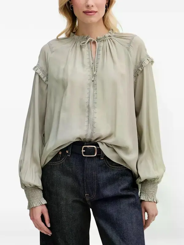 MOS MOSH Mmmarb Sansa Emb Ruffled Embroidered Blouse