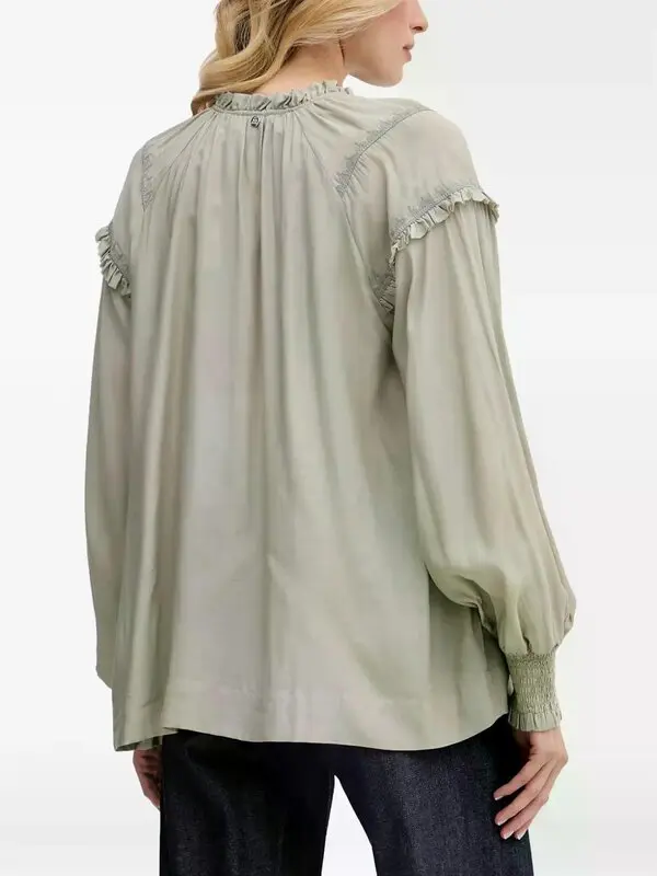 MOS MOSH Mmmarb Sansa Emb Ruffled Embroidered Blouse
