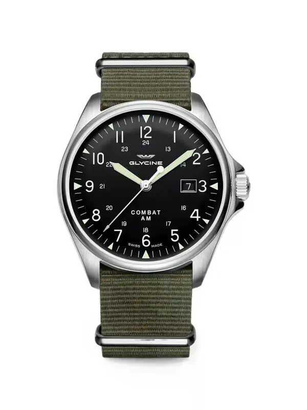 GLYCINE Combat 6 Automatic Watch With Fabric Strap - Black