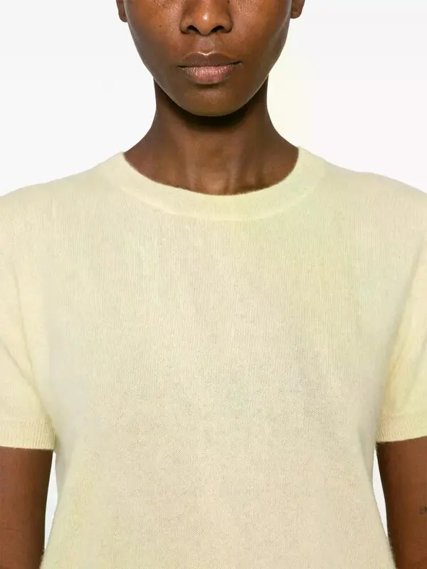 IVORY PARIS Fine Knit Short-sleeve Sweater - Yellow