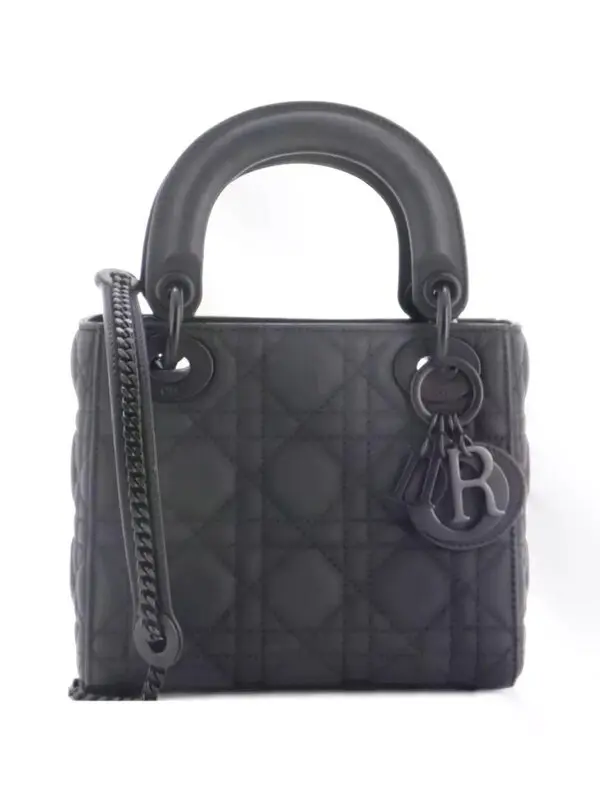 Dior Ultra Matte Lady Chain Bag Cannage Quilt Calfskin Mini Shoulder Bag - Black