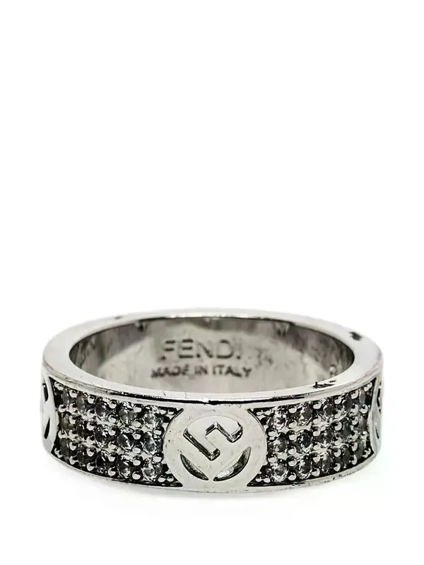 Fendi F Is Crystal-embellished Pavé Ring - Silver
