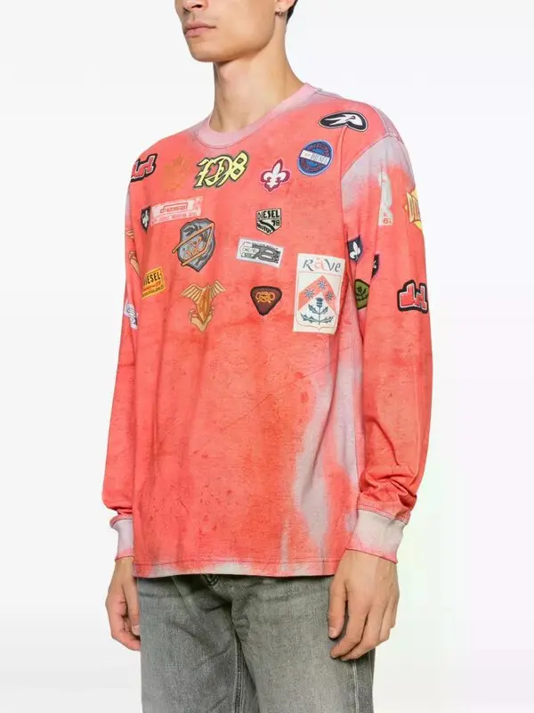 DIESEL® Graphic-print Long-sleeved T-shirt - Red