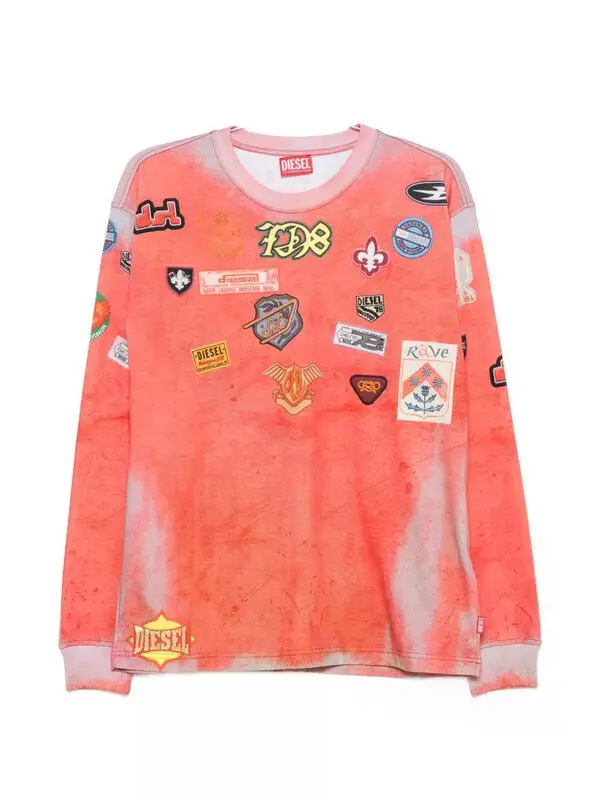 DIESEL® Graphic-print Long-sleeved T-shirt - Red