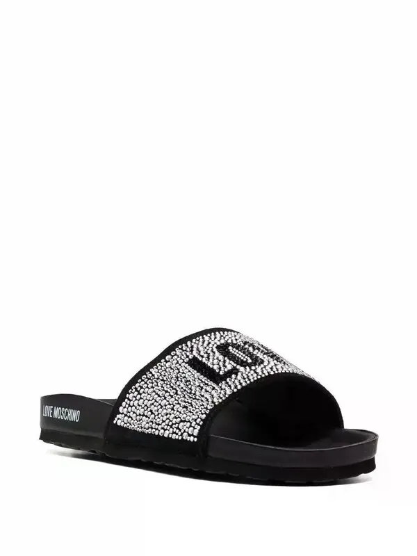 Moschino Rhinestone-embellished Leather Sandals