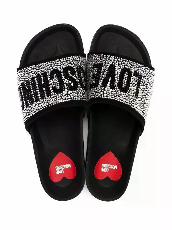Moschino Rhinestone-embellished Leather Sandals