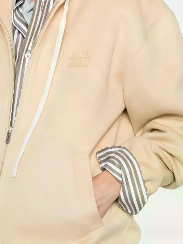 Miu Miu Logo-embroidered Zip-up Hoodie