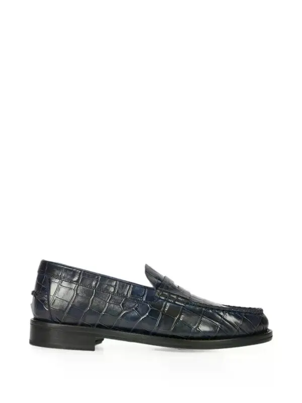 Paul Smith Navy Croc-embossed Leather Loafers