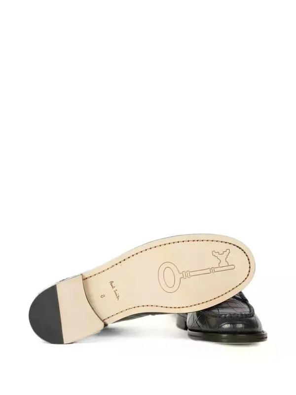 Paul Smith Navy Croc-embossed Leather Loafers