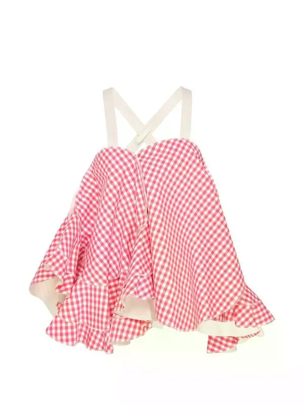 COMME DES GARÇONS TAO Gingham-check Ruffled Top - Pink