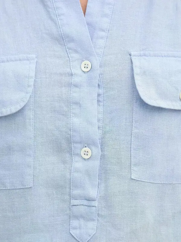 MOS MOSH Linen Shirt With Chest Pockets