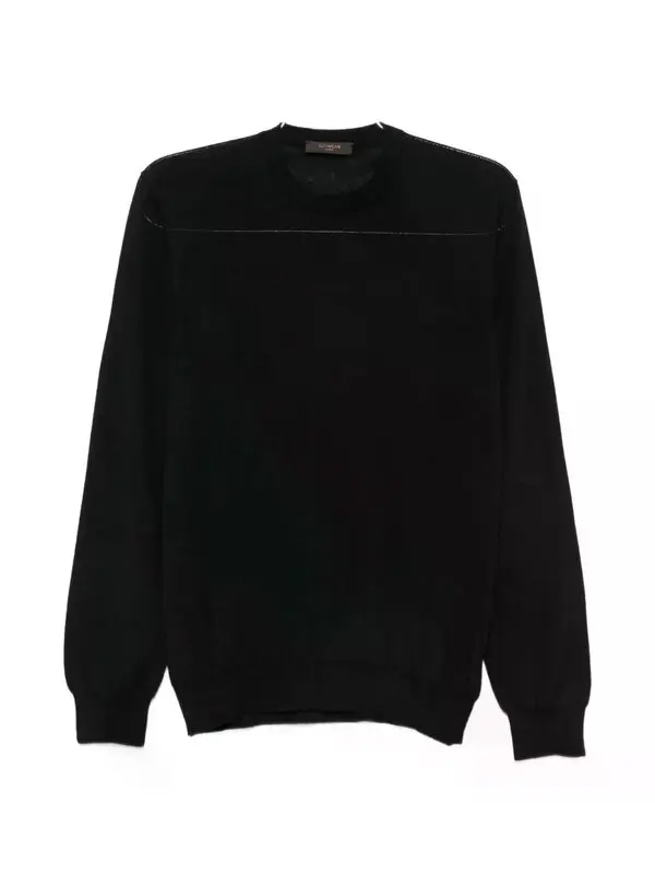 ZANONE Crew Neck Fine Knit Long Sleeve Sweater - Black