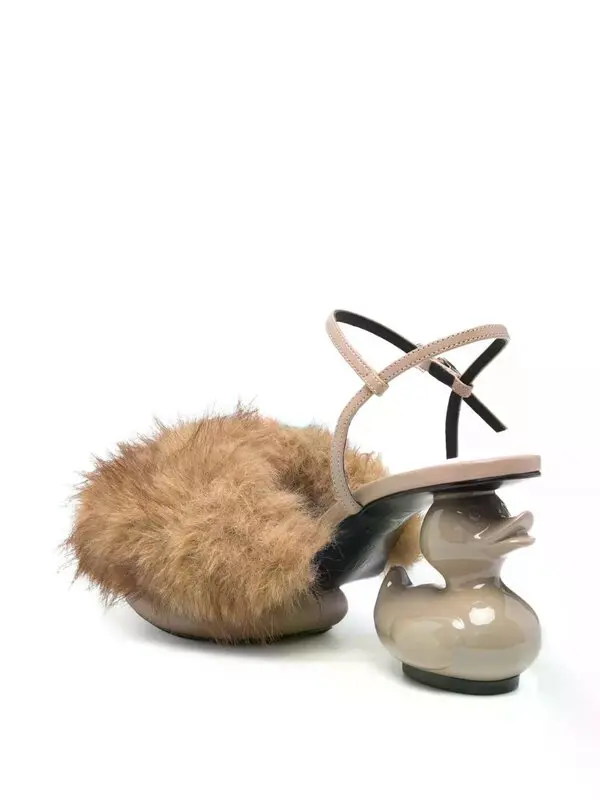Mihara Yasuhiro Faux-fur Duck-heel Sandals - Brown