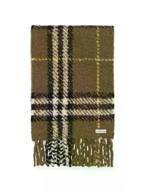 Burberry Plaid Wool Tweed Scarf - Green