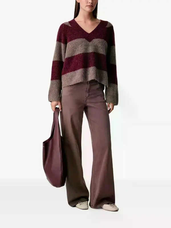 MOS MOSH V-neck Striped Sweater