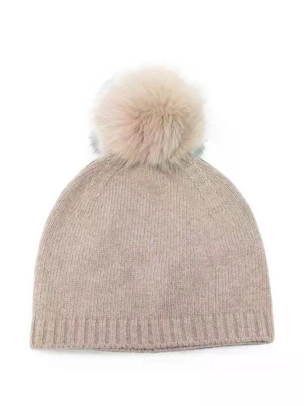 LISKA Pom-pom Knit Beanie - Neutrals