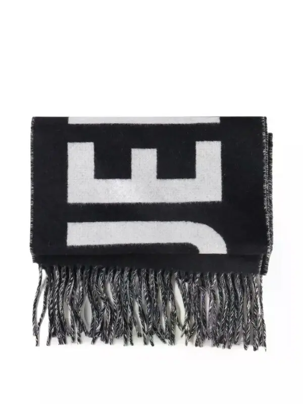 Jacquemus Logo-intarsia Fringed Scarf - Black