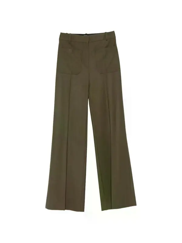 Victoria Beckham Patch-pocket Wide-leg Trousers - Green