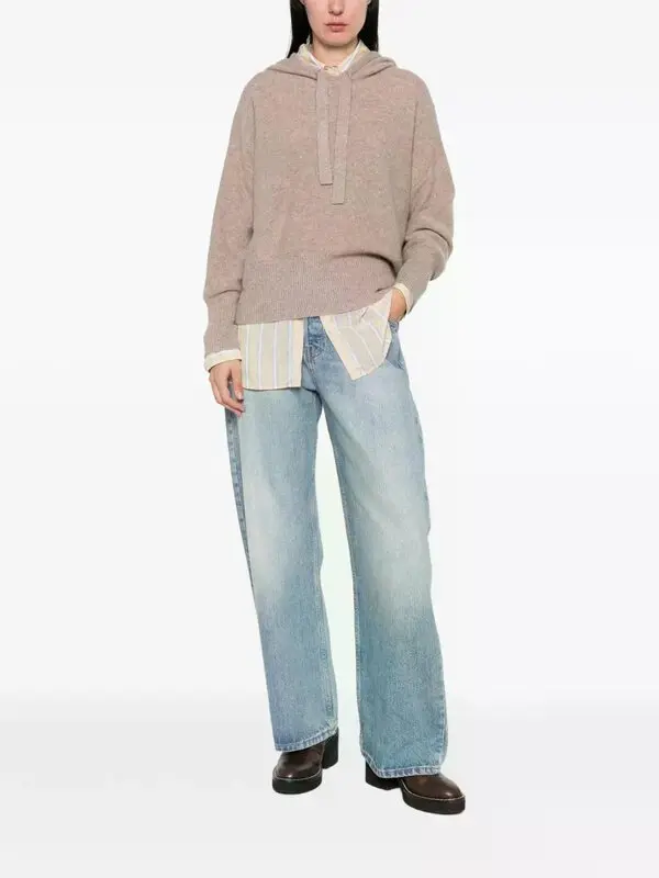 EMERSON RENALDI Drawstring Knitted Hooded Sweater - Brown